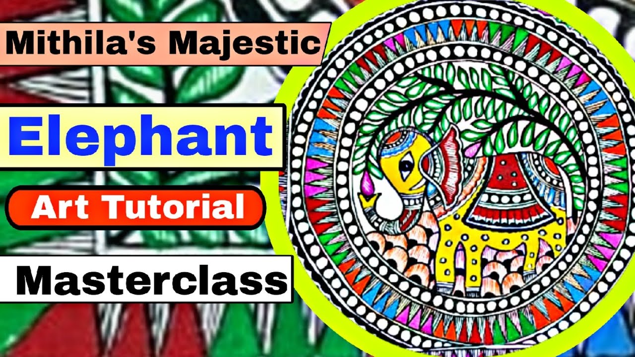 HATHI KESE BANATE HAI Madhubani painting mai simple tricks🖌 ️ - YouTube
