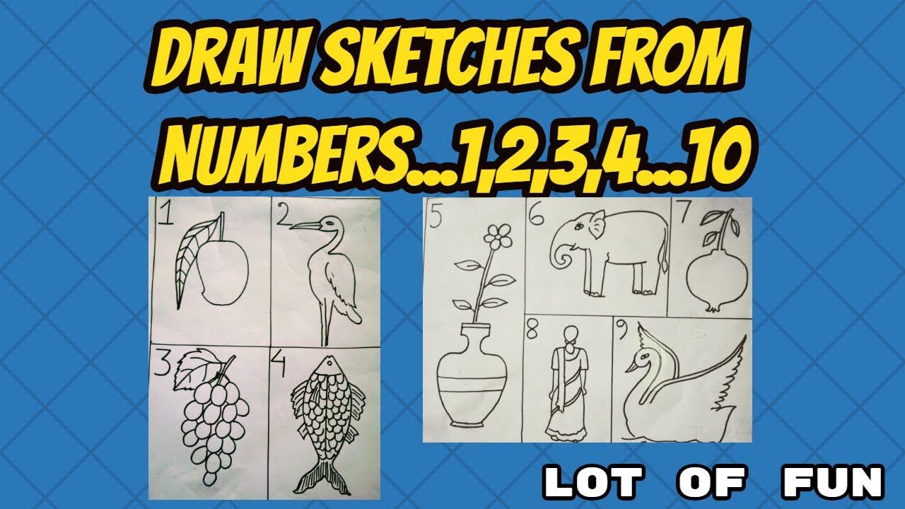 Draw Sketches With Number...1,2,3...9 | Lot Of Fun For Children ...