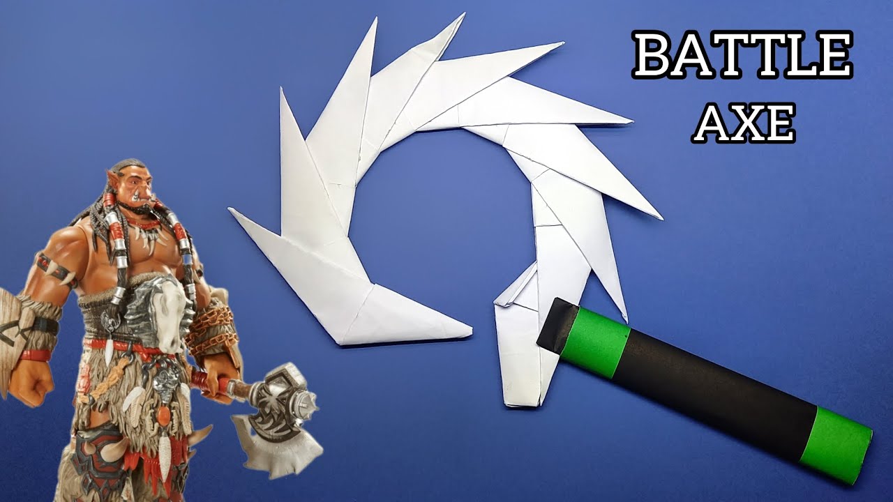 DIY_paper BATTLE AXE | How to make paper battle axe frome A4 paper ...