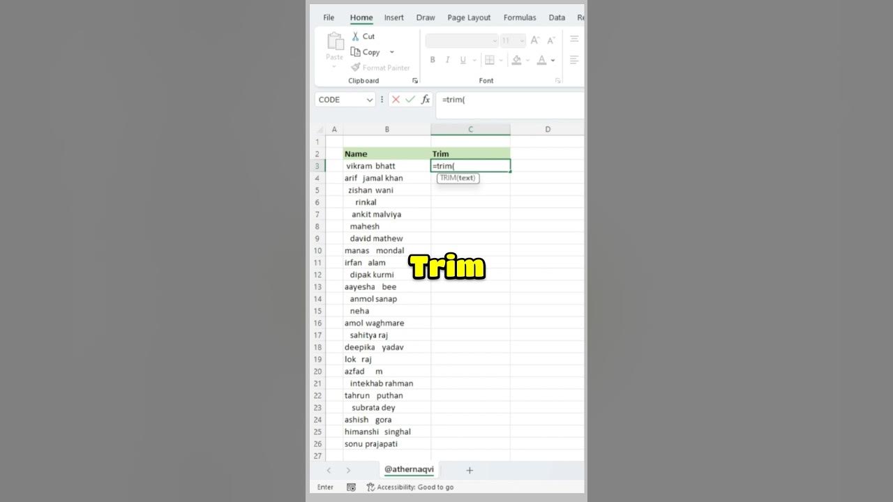 Trim & proper function in excel #ytshorts #excelshorts #shorts - YouTube