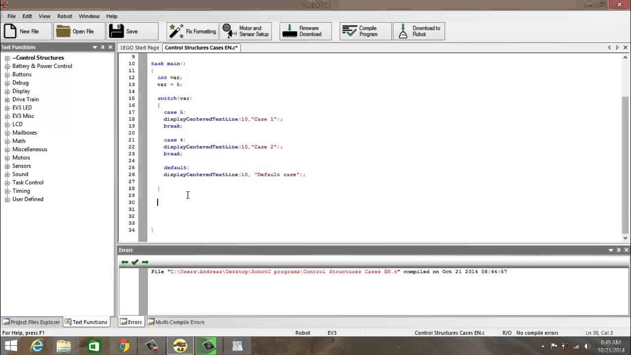RobotC Control Structures Switch EN - YouTube