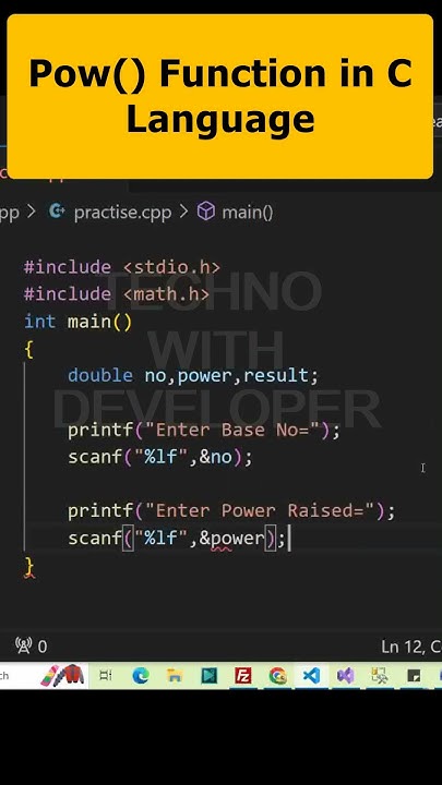 Pow() Function In C Language Part 185 | C Programming #coding #power - YouTube