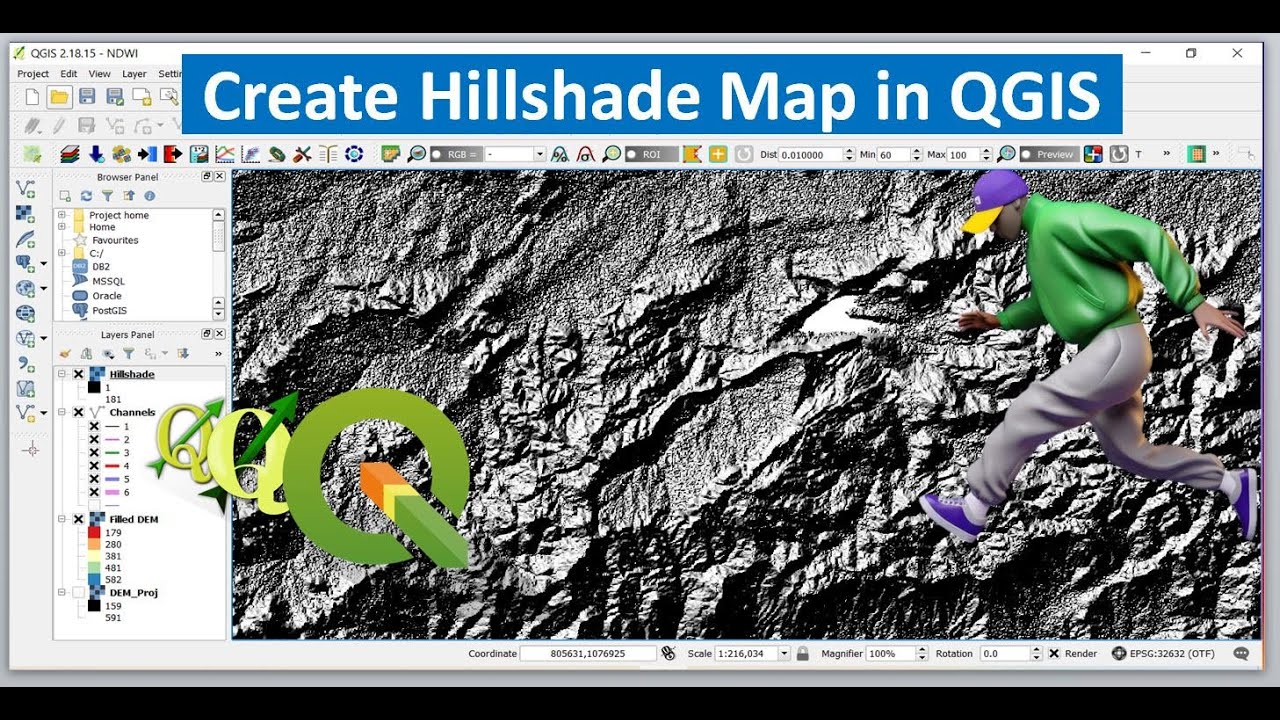 Create Hillshade Map in QGIS From Digital Elevation Model - YouTube