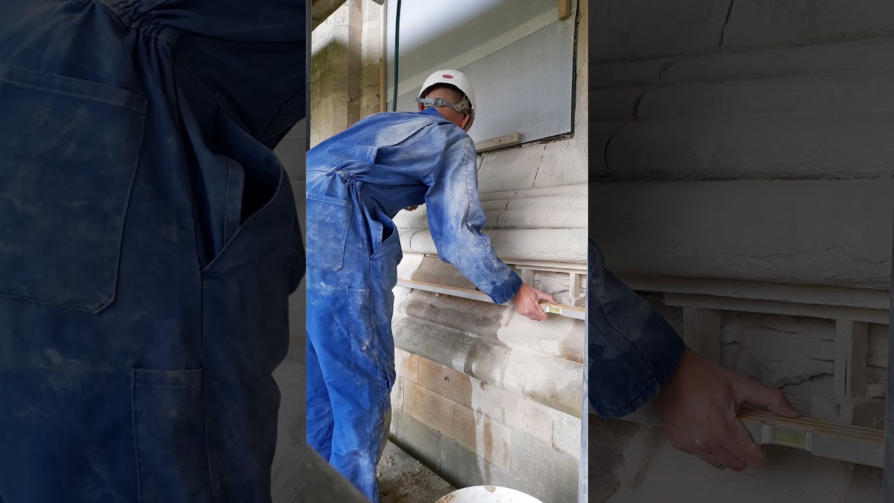 Stonemasonry, fixing a plinth stone indent. - YouTube