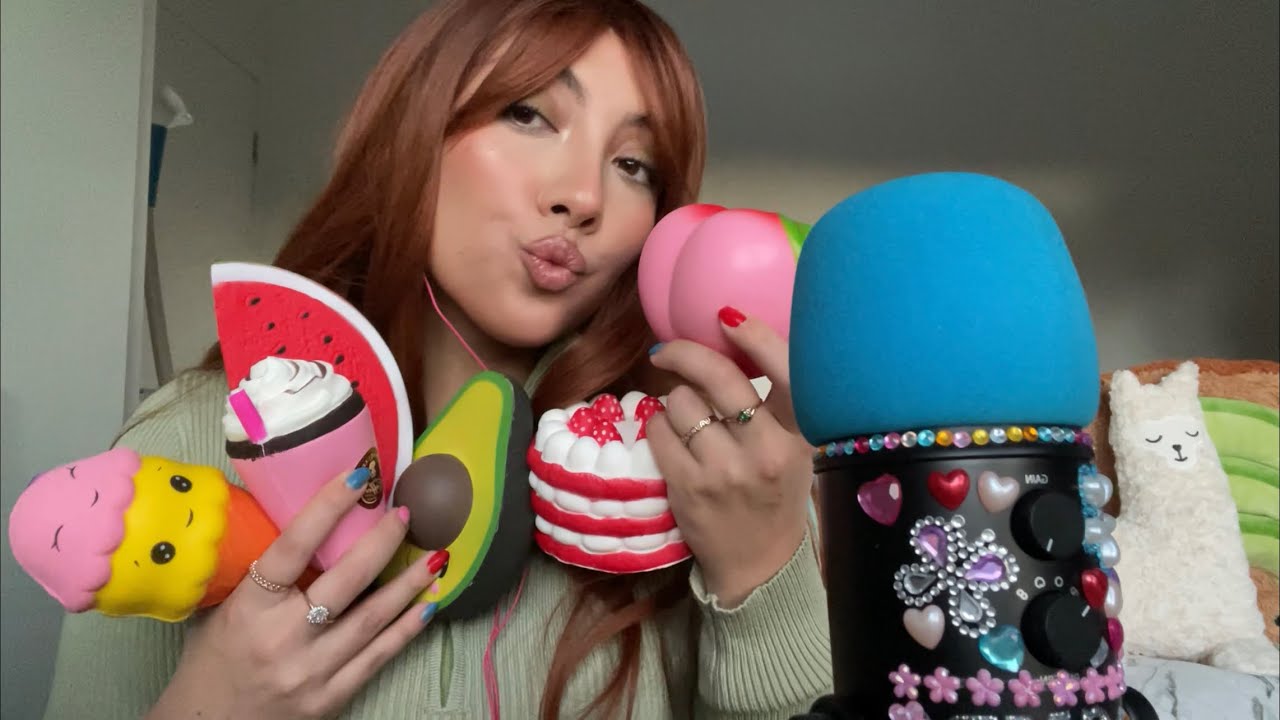ASMR Squishy Haul! 💗 ~slow release squishing, sticky tapping/finger ...