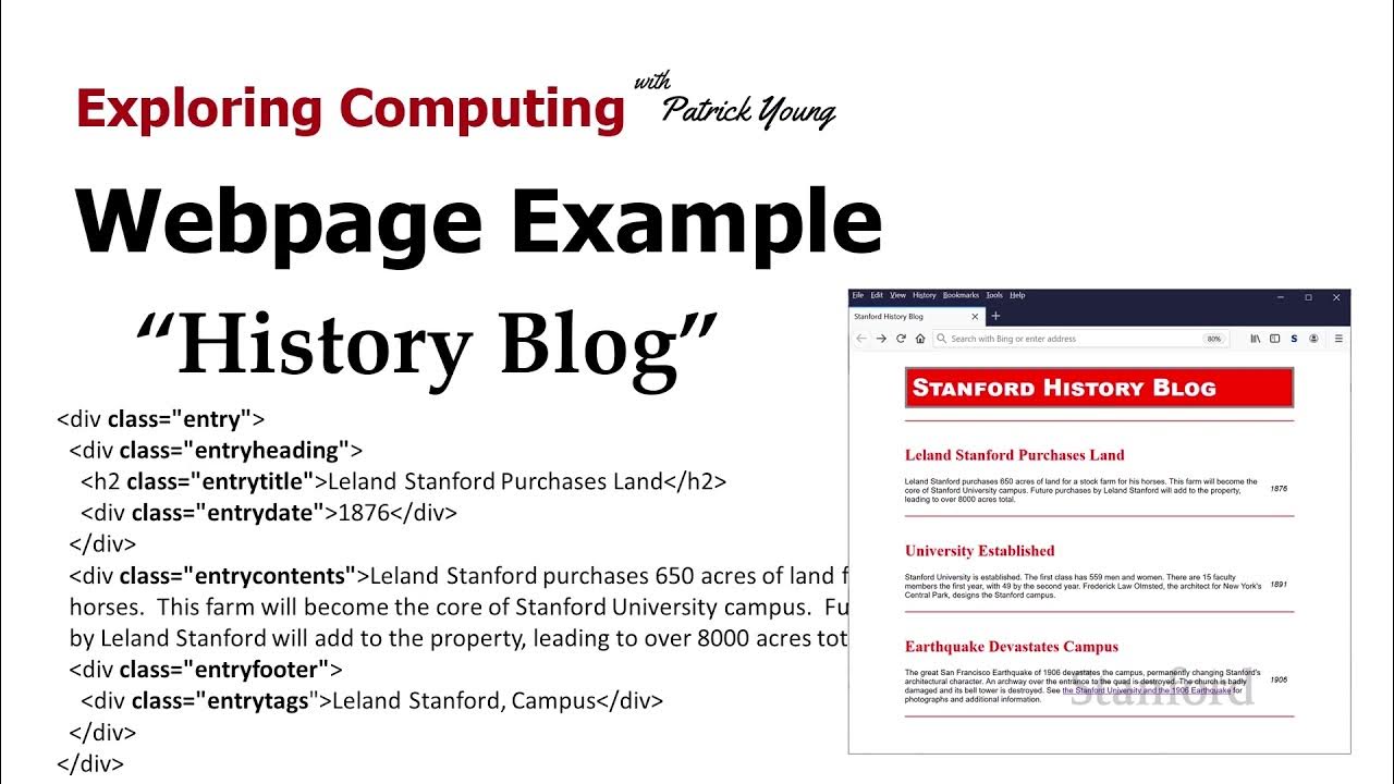 Stanford Cs105 Introduction To Computers 2021 Lecture 10 2 Webpage Example Blog Youtube