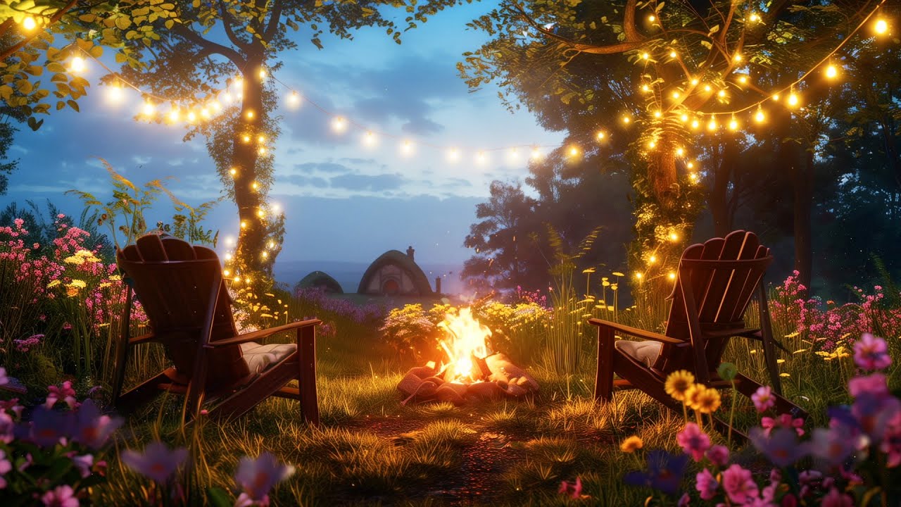 Cozy Spring Night Ambience with Campfire - Fireplace Sounds - Sleep ...