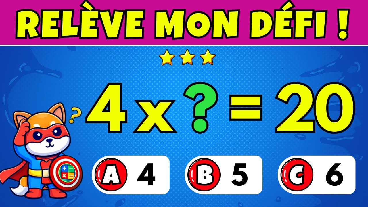 🛡️ Défi de CALCUL MENTAL : 30 QUESTIONS Progressives pour BOOSTER TON ...