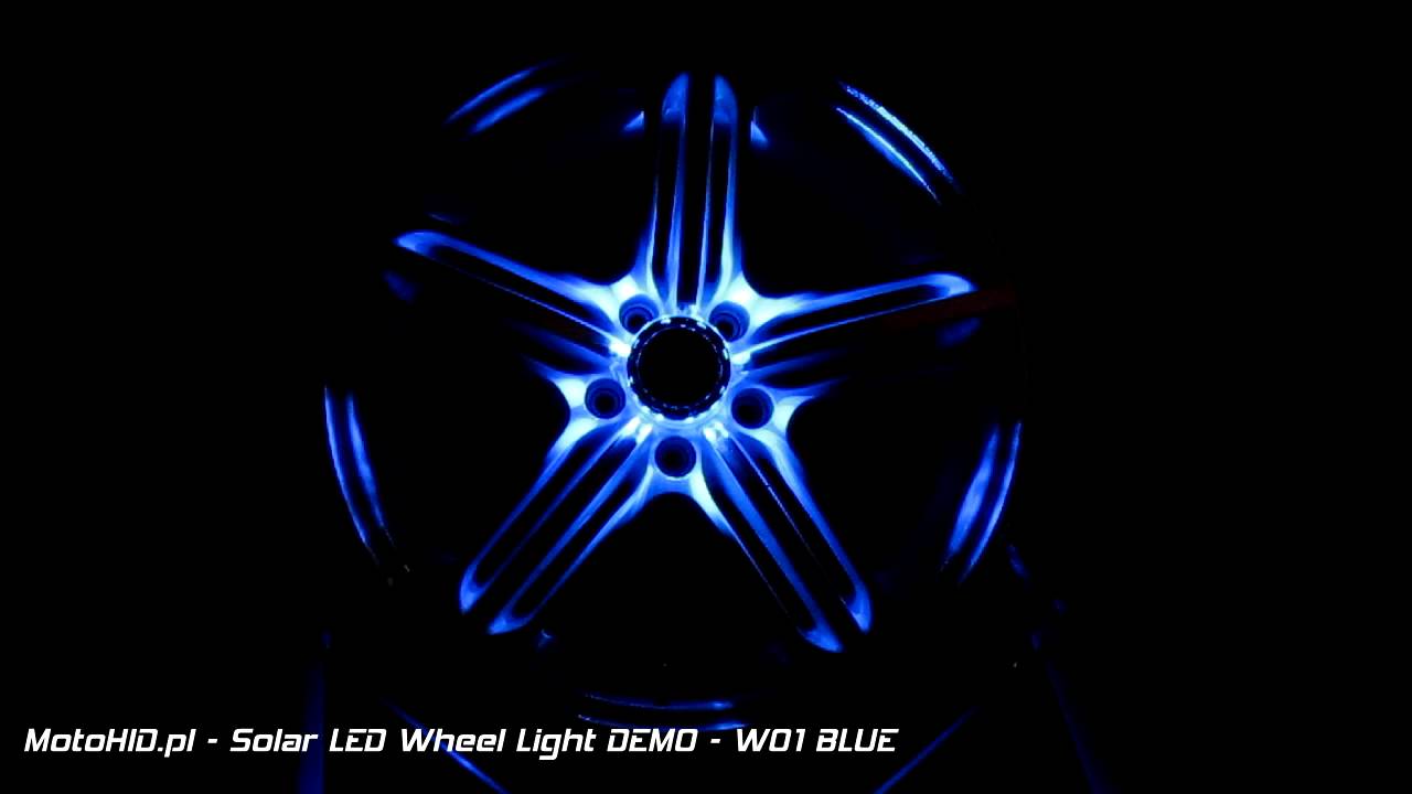 MotoHID.pl - Solar LED Wheel Light W01 Single Color BLUE - YouTube