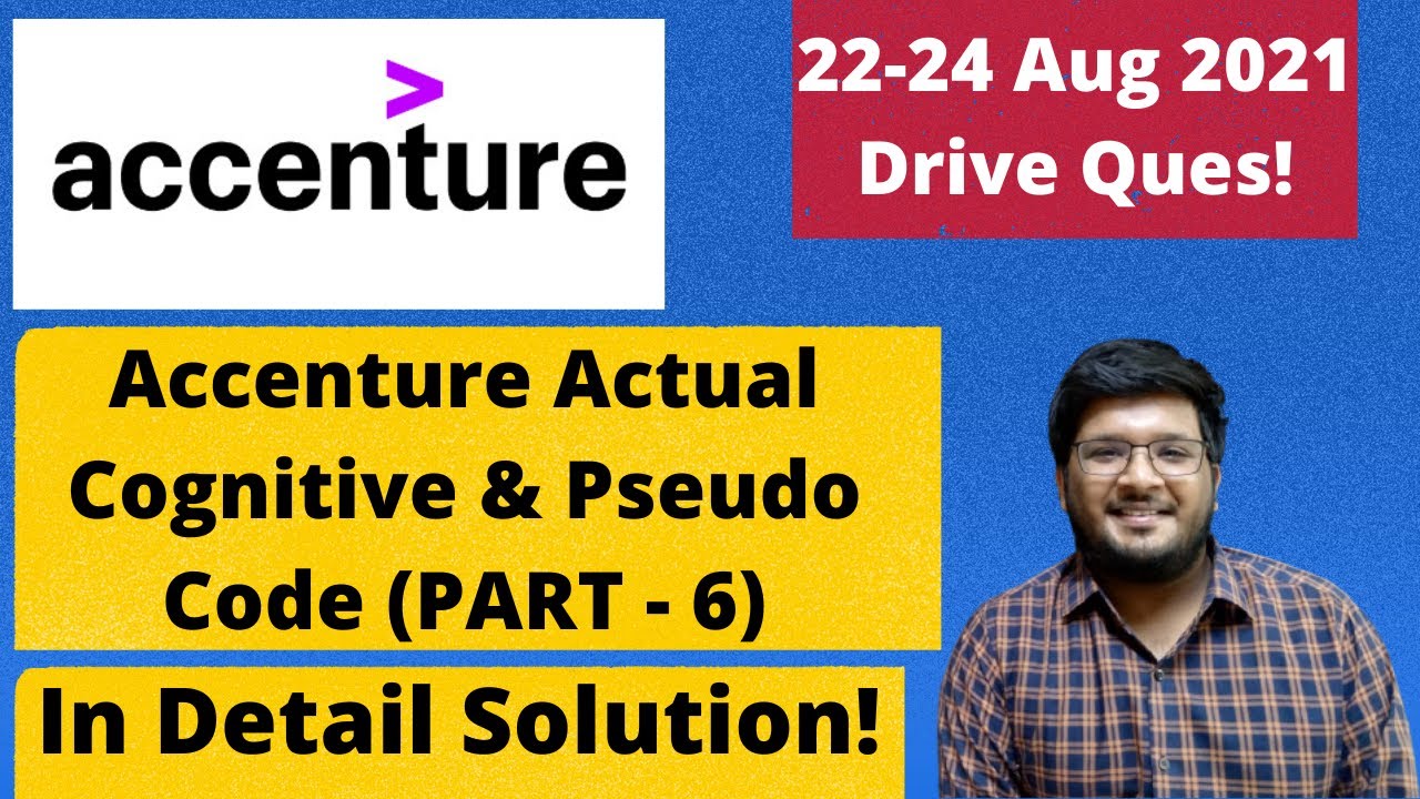 Accenture Actual Cognitive & Pseudo Code Questions | PART - 6 🔥🔥 - YouTube