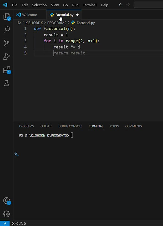 python program to find factorial of a number #developer - YouTube