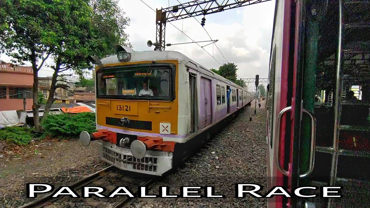 High Speed Local Train Parallel Race || Katwa-Howrah Local Vs ...