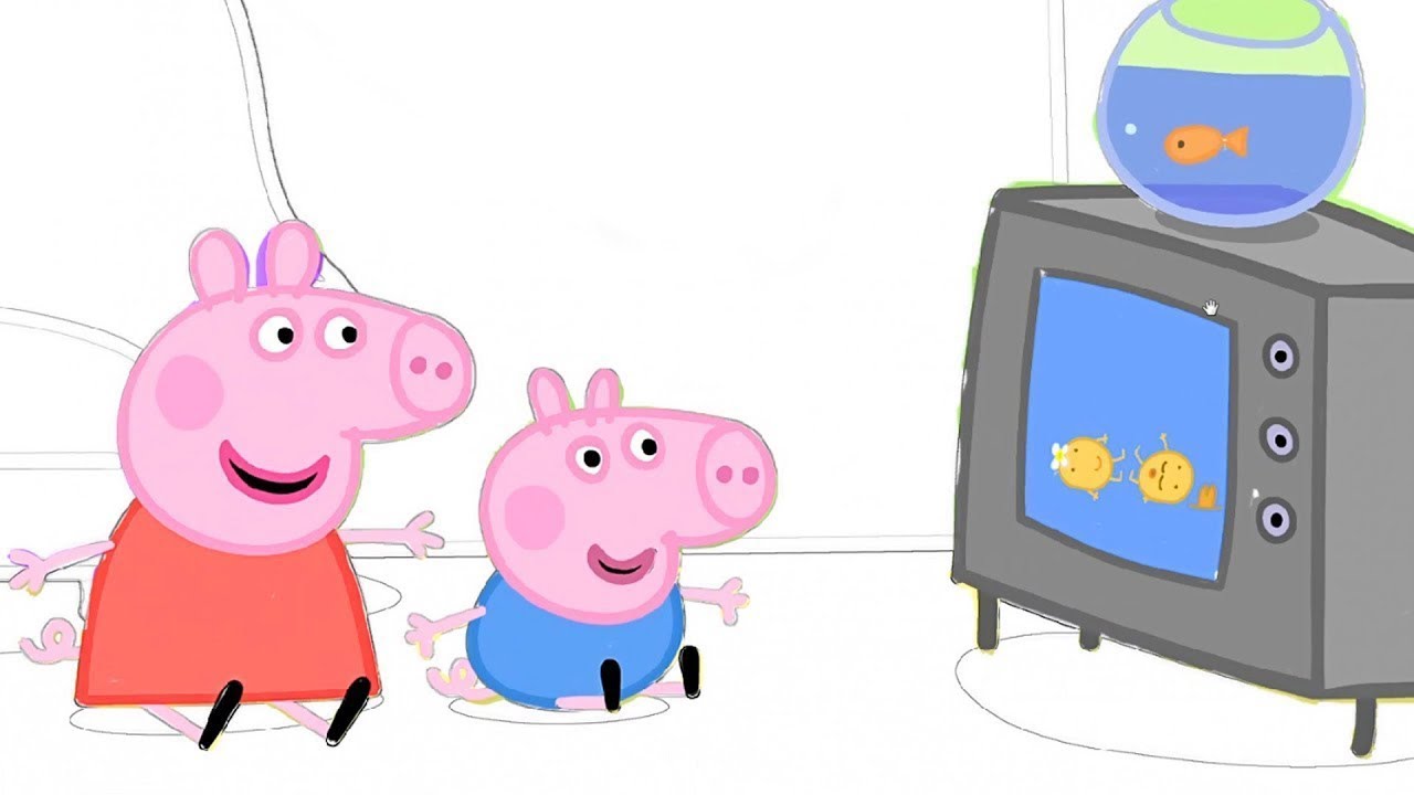 Peppa Pig Daddy Pig Watching Tv Coloring Book Kids N Fun.com | 20