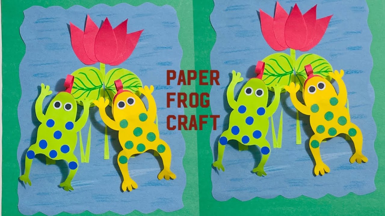 How to make easy frog craft with lotus in a pond / Cute frog craft for ...