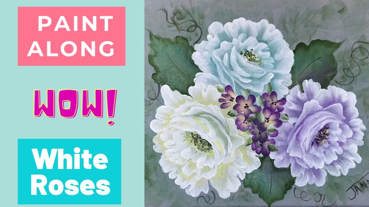 How to paint White Ruffle Roses | Jann Mendenhall Painting | 2021 - YouTube