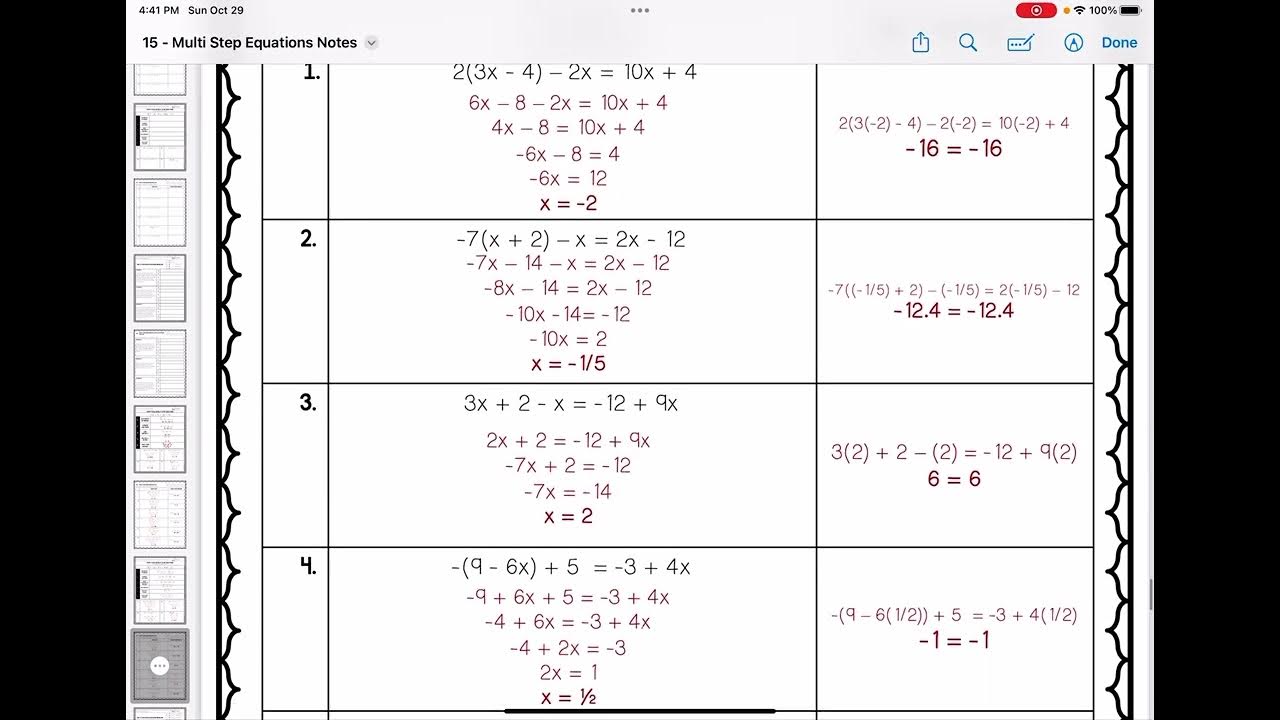 Pre-Algebra: Multi-Step Equations Assignment Check - YouTube