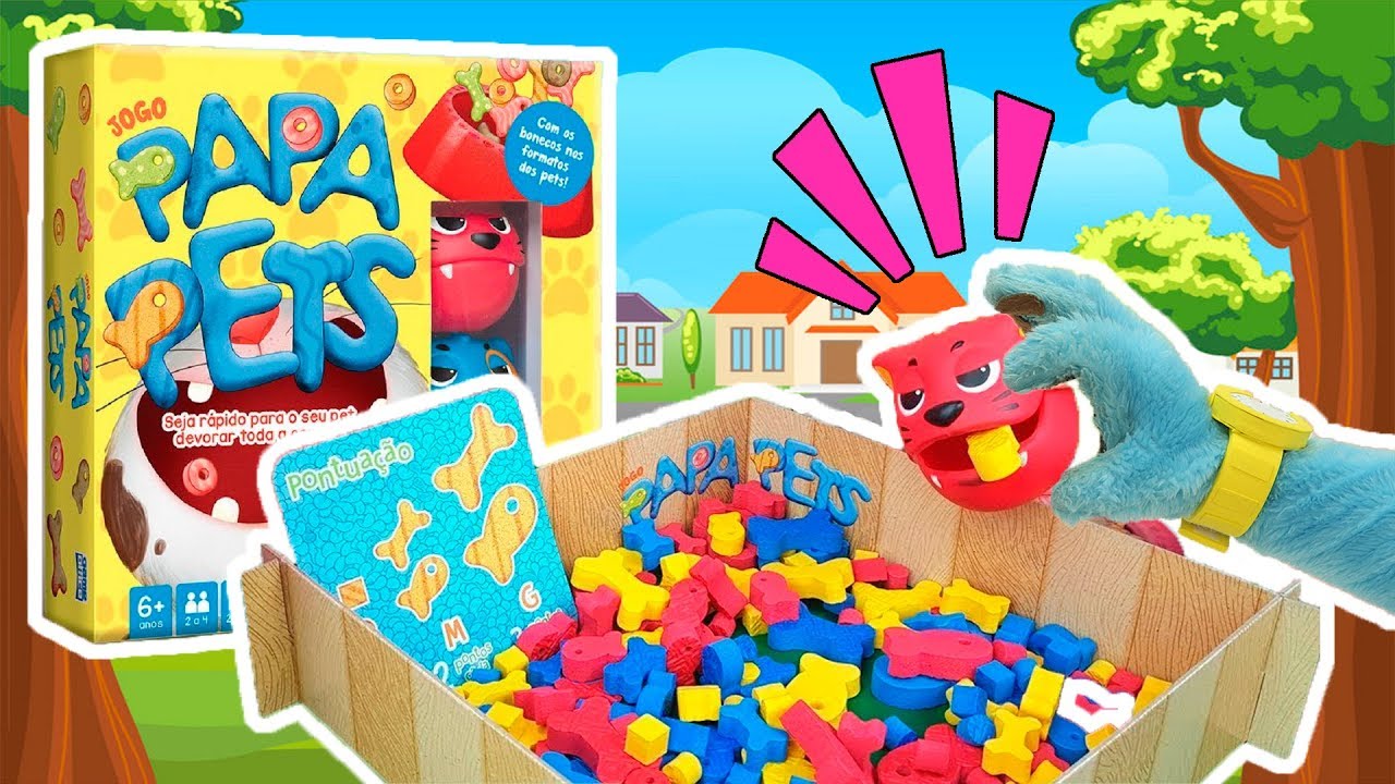 Leco e Lena Jogam Jogo Papa Pets Cãozinho e Gatinho Comilão - YouTube