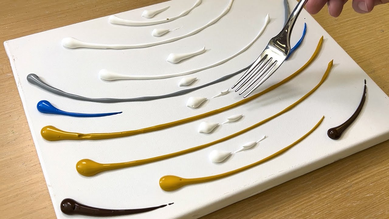 Scratch Painting Technique Using a Fork / Acrylic Painting - YouTube