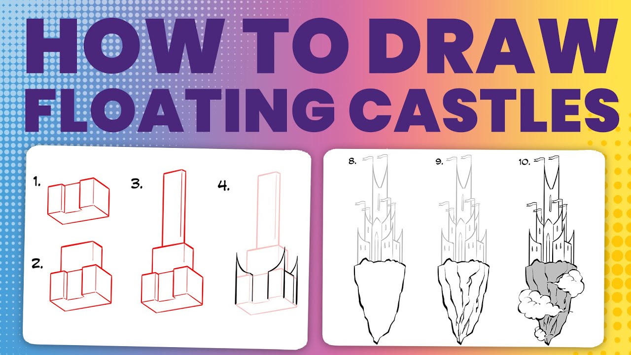 How to Draw Floating Castles - YouTube