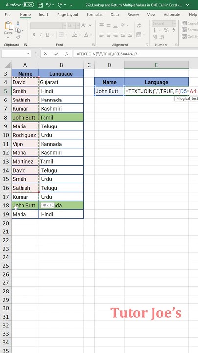 Mastering Text Manipulation in Excel with the TEXTJOIN Function | Tutor Joes - YouTube