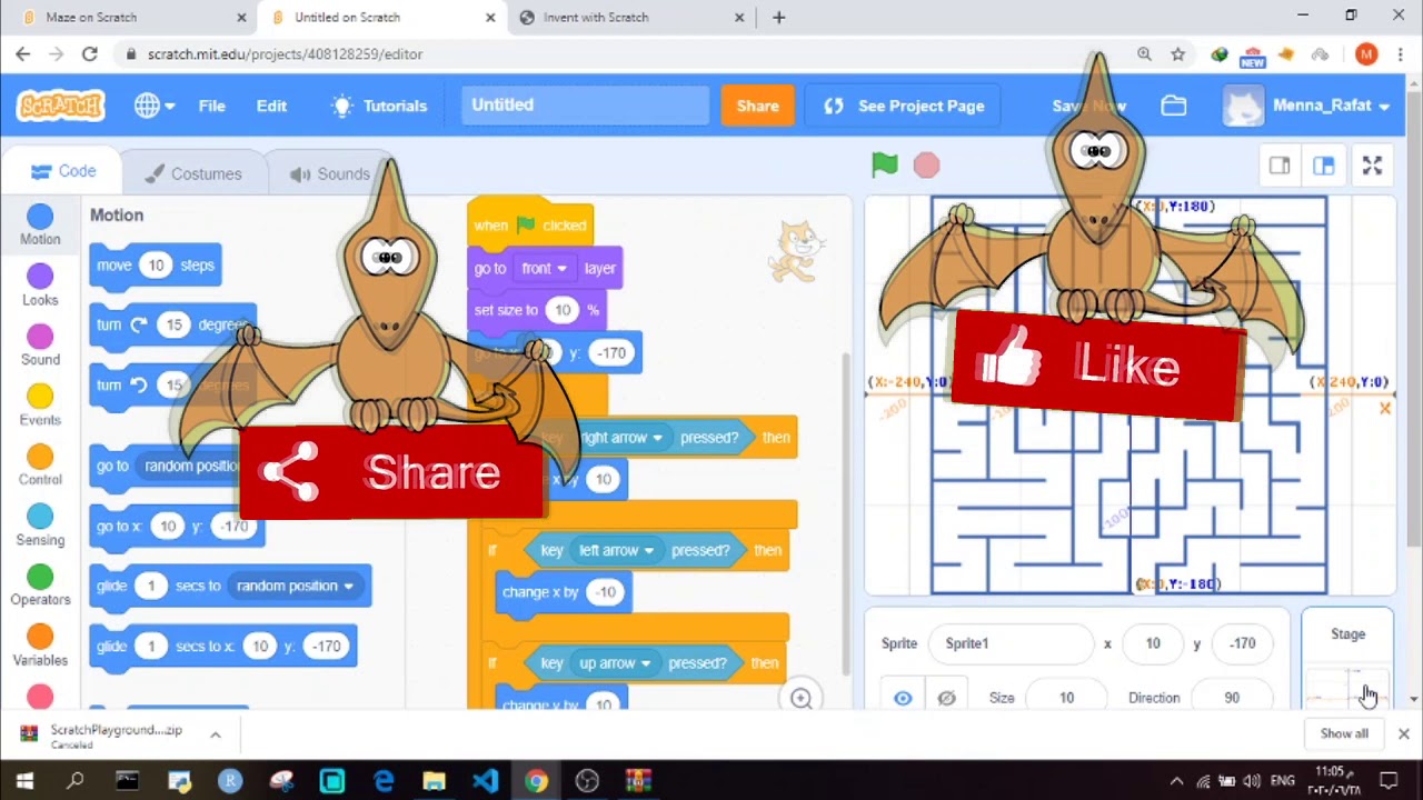 7 Scratch بالعربي Program Your Maze Game Cont Youtube