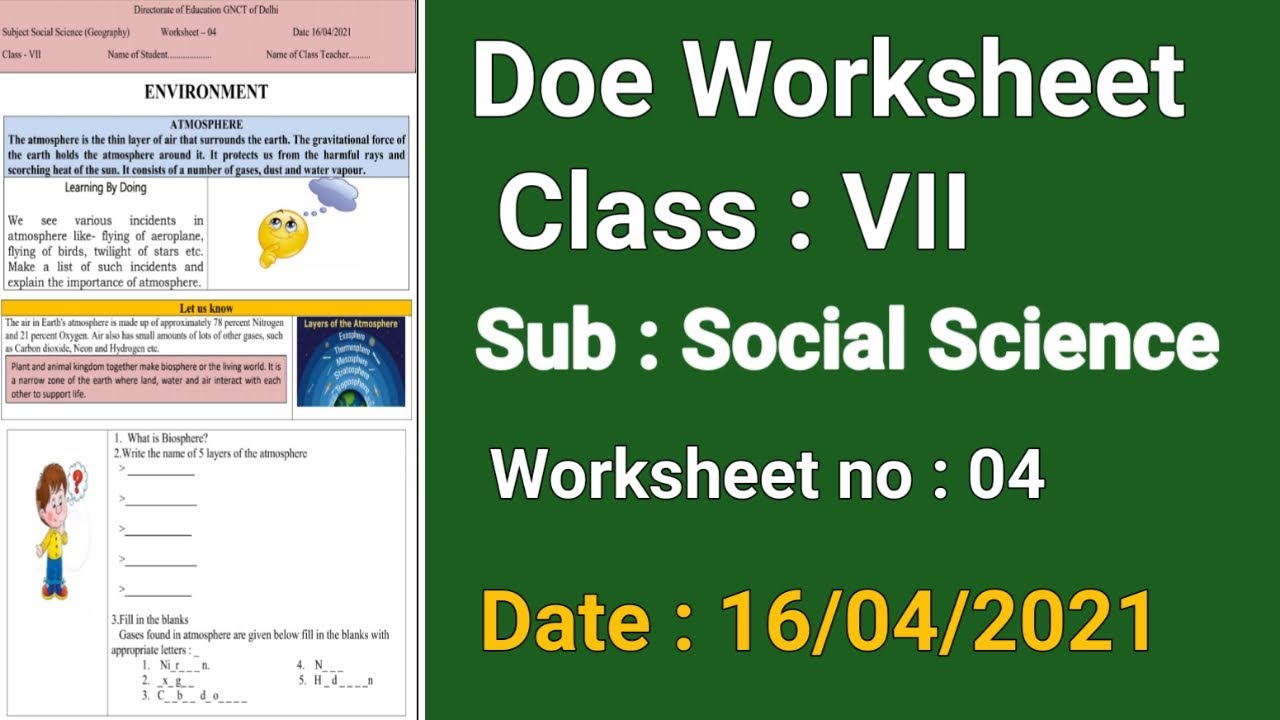7th Class Social Science, Worksheet no 4, date : 16/04/2021, english ...