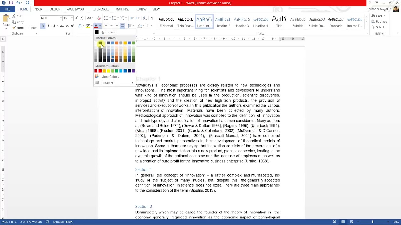 How to setup your project report document in Microsoft word | Gautham ...