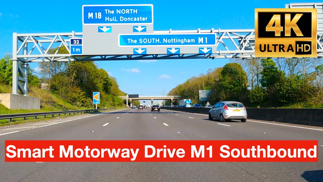 M1 Smart Motorway Drive From Junction 37 to Tibshelf Services in 4K ...