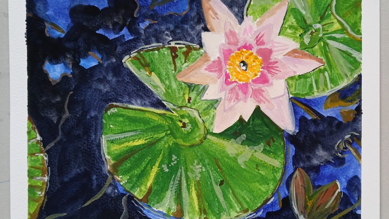 Lotus flower guide to gouache. Paint with me // Kwiat lotosu malowany ...