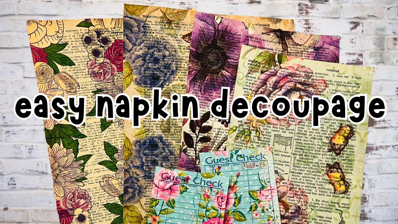 How to DECOUPAGE with NAPKINS for JUNK JOURNALS | Decoupage Book Pages ...