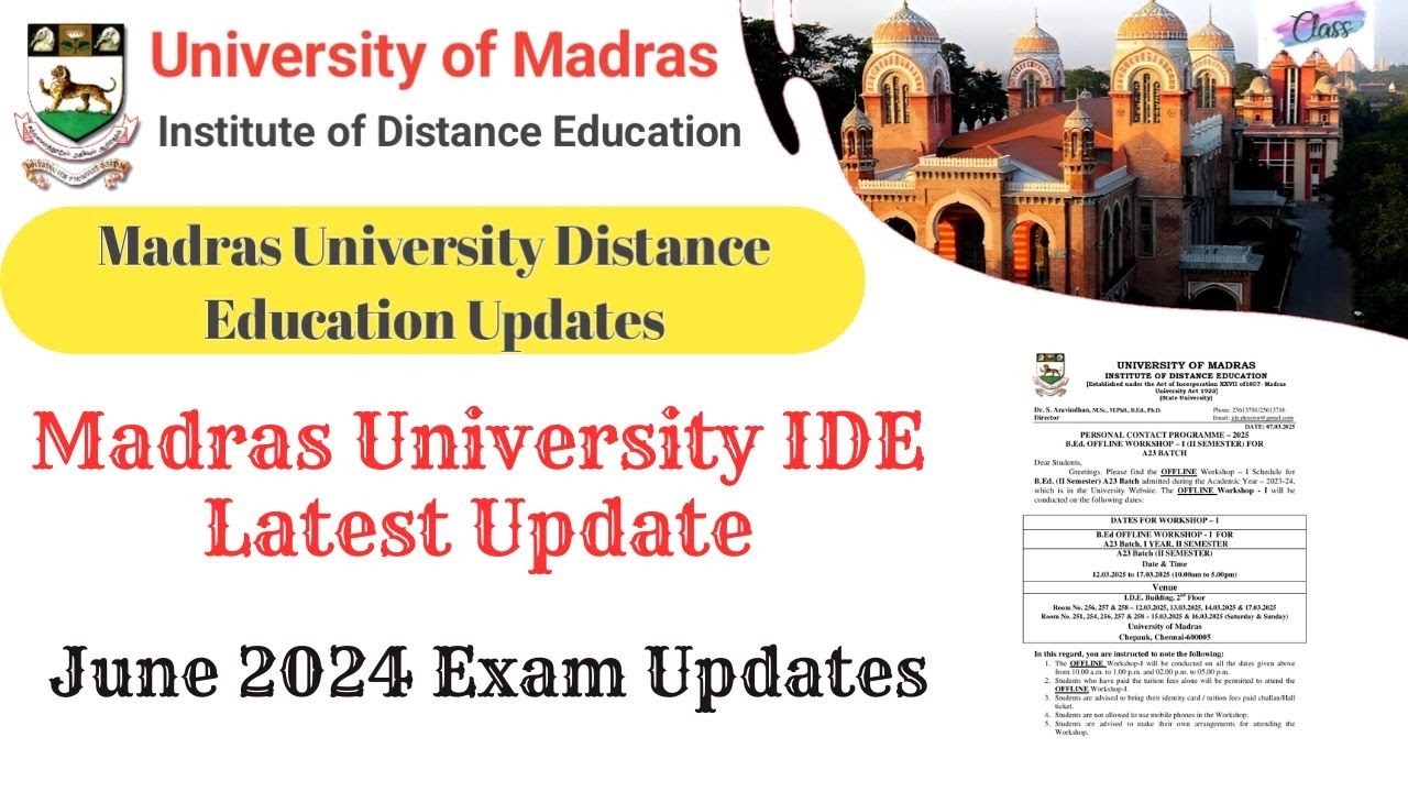 Madras University IDE Latest Update | Distance Education | Classlike ...