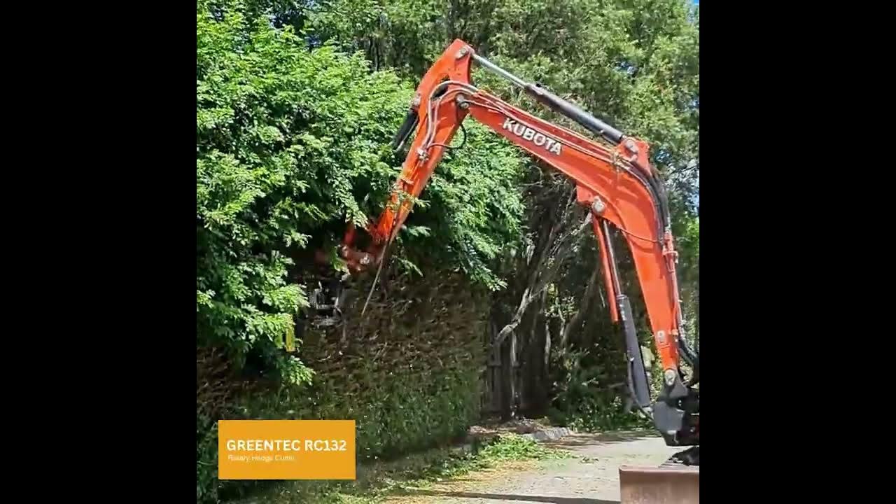 Greentec RC132 Rotary Hedge Cutter On Kubota U55-4 Excavator - YouTube
