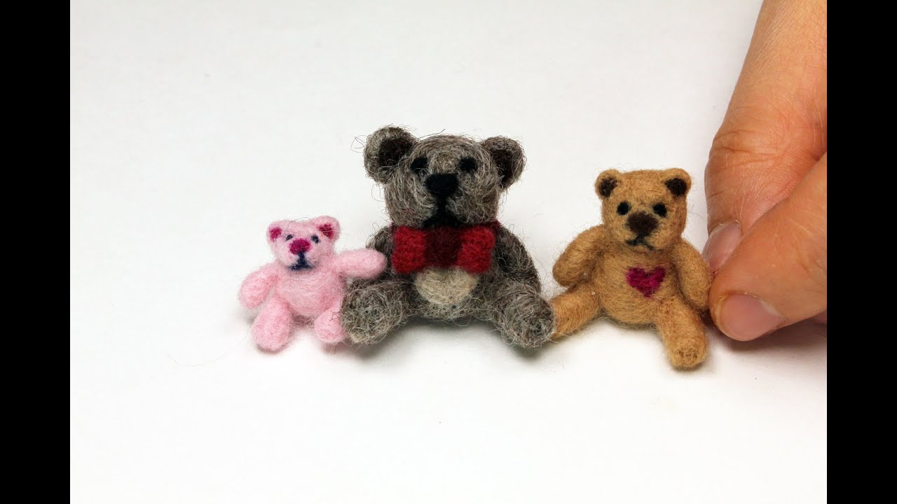 미니어쳐 니들펠트 곰인형 만들기 Miniature Needle Felt *Teddy bear - YouTube