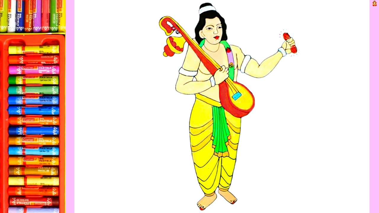 Lord Vishnu Bhakt Narada Muni Drawing | Narad Muni Painting | How to ...