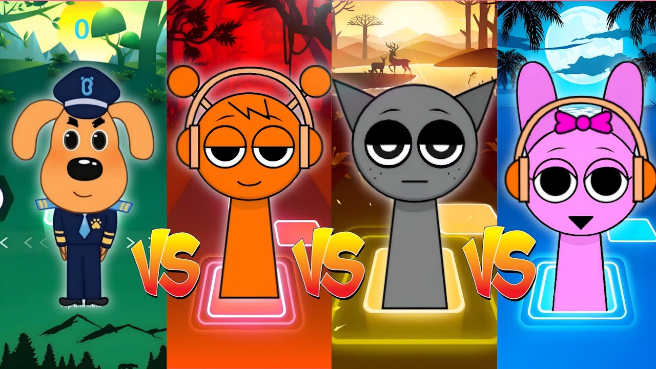 Tiles Bom - Sheriff Labrador 🆚️ Oren 🆚️ Raddy 🆚️ Pinki 🎶Tiles Hop EDM ...