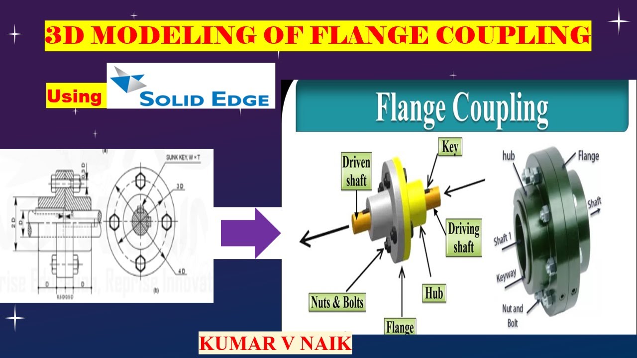 Flange Coupling/3D modelling/Solid Edge - YouTube