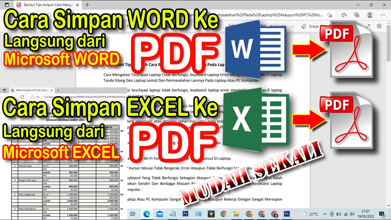 Cara Simpan atau Mengubah File Dokumen Word ke PDF | File Excel ke PDF ...