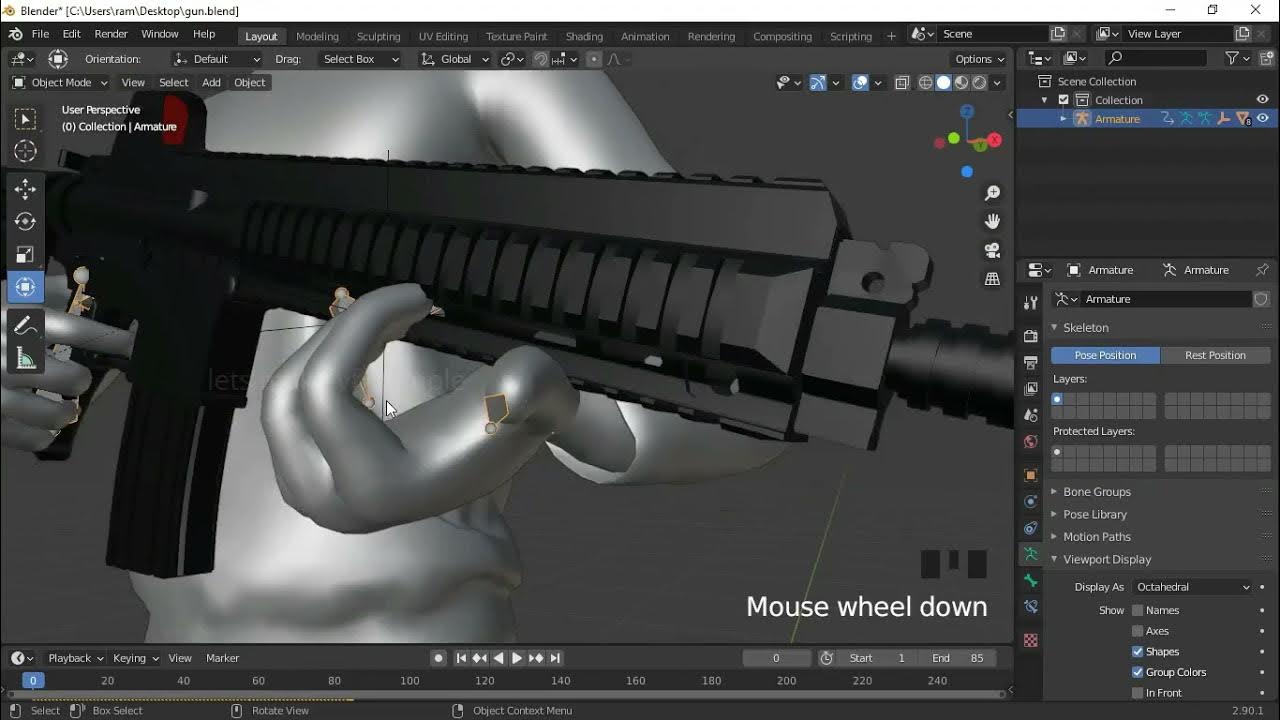 How to attach a gun to a character in blender | lets make vfx simple ...