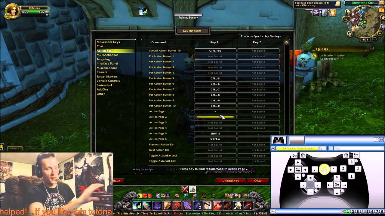 XboX 360 Controller set up for World of Warcraft! - YouTube