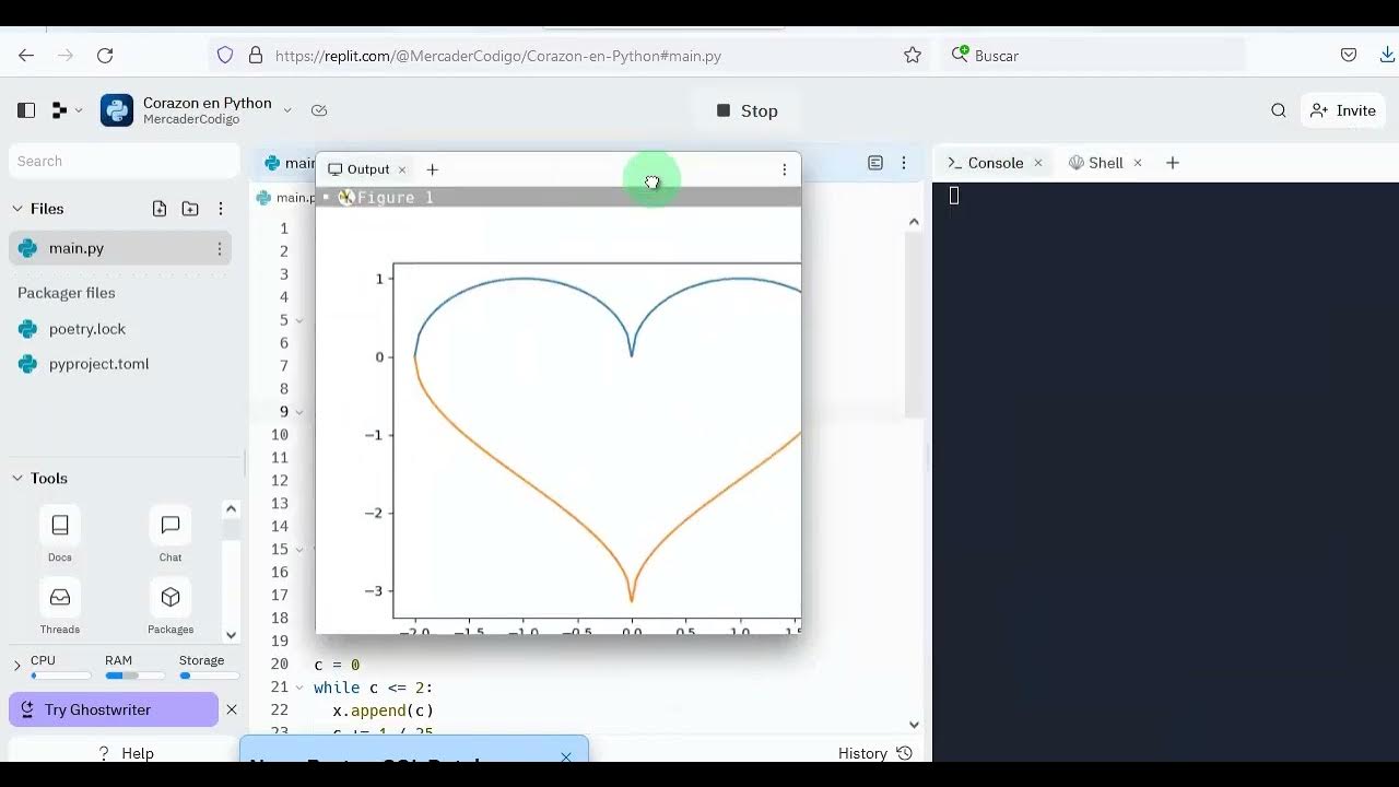 Corazon en python con math y matplotlib, no turtle, no numpy - YouTube