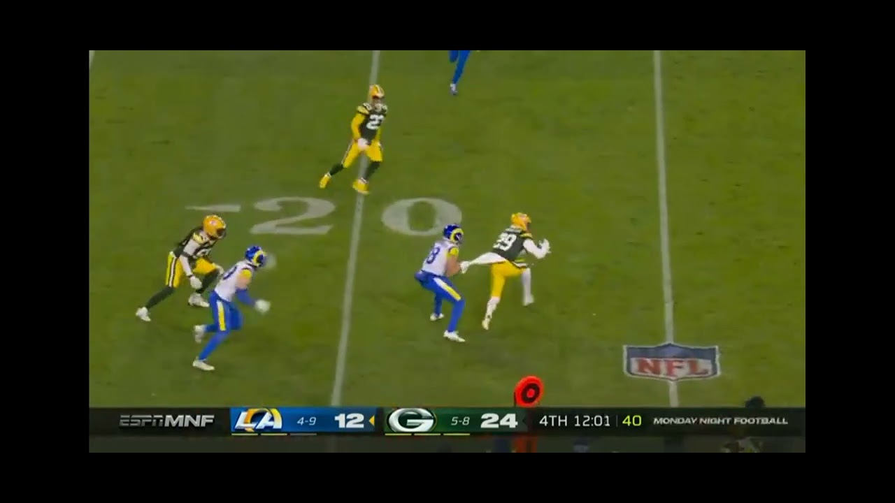 Baker Mayfield throws a Interception and Packers almost Fumbles it back ...