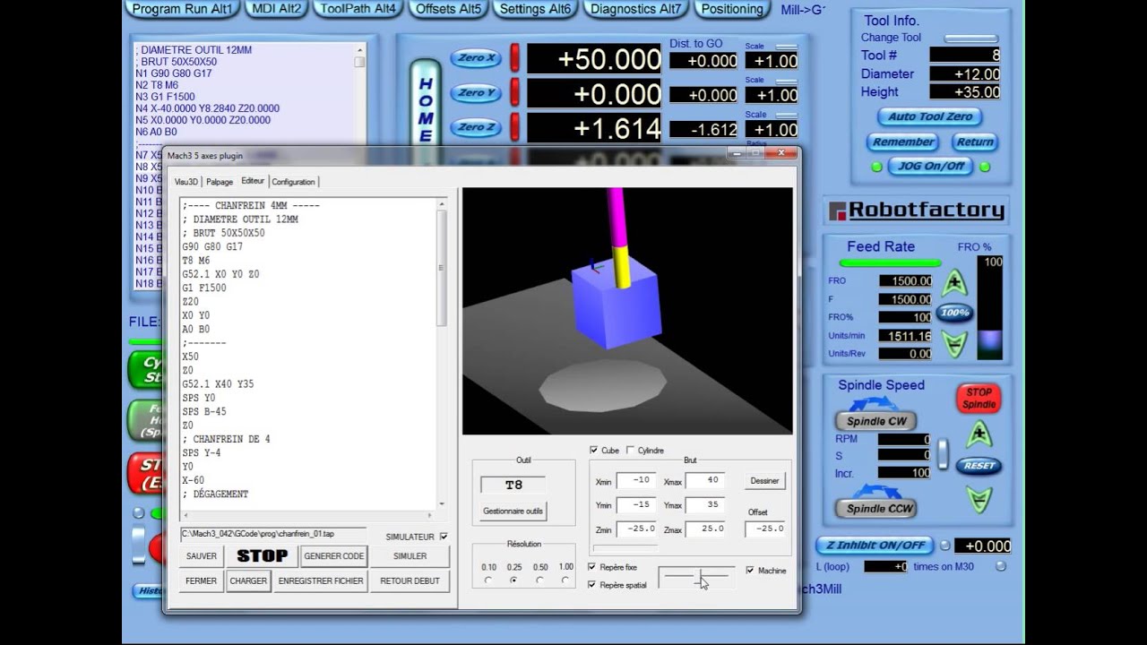 chamfrein 5 axes - YouTube
