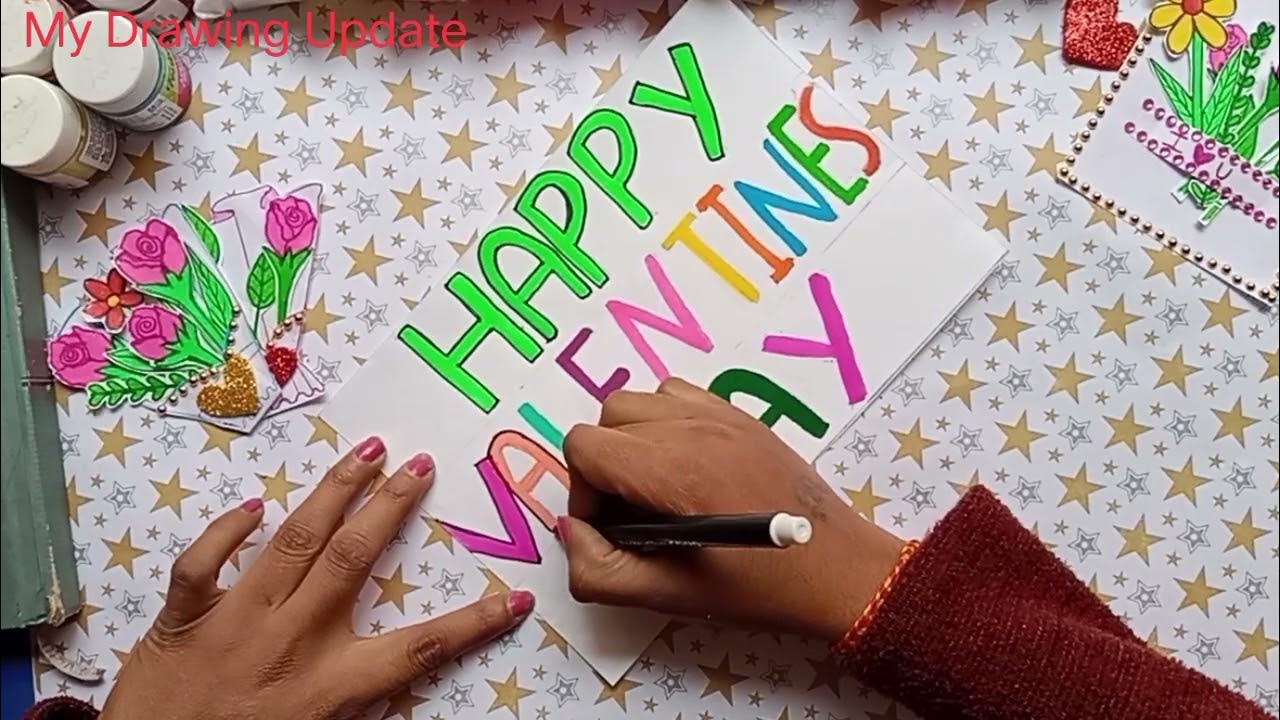 Valentines day easy Card || How to draw easy valentines day easy ...