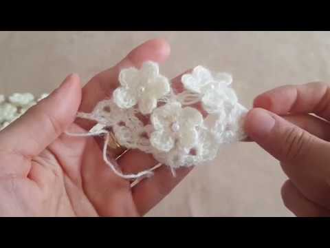 İnci Çiçekli Şal Yapımı