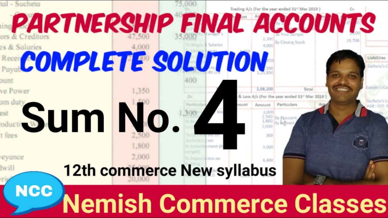 Partnership Final Accounts | Sum no. 4 | class 12 - YouTube