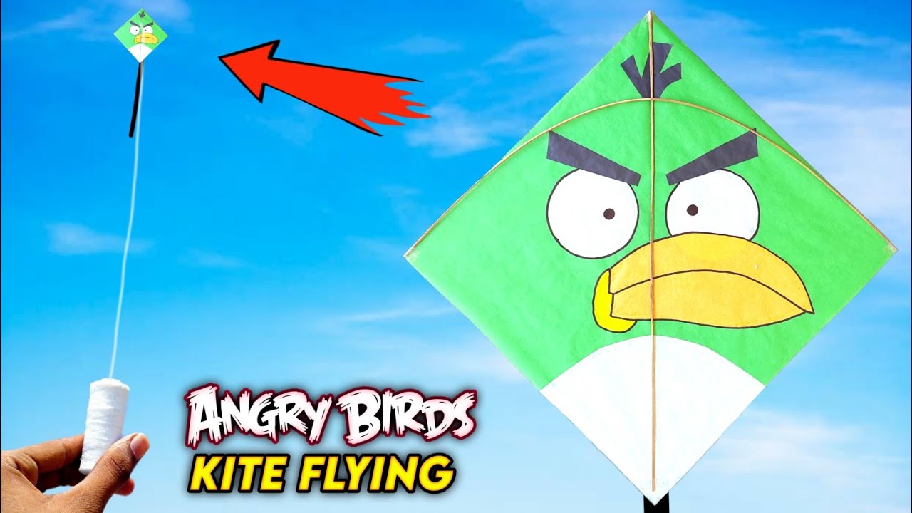 Angry bird kite , Green angrybird hal kite , how to make bird kite ...