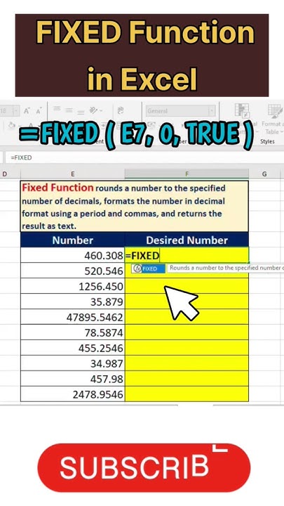 FIXED() Function in Excel#Excel FIXED() Formula#Excel#excelformula#exceltutorial#shorts#viral# ...