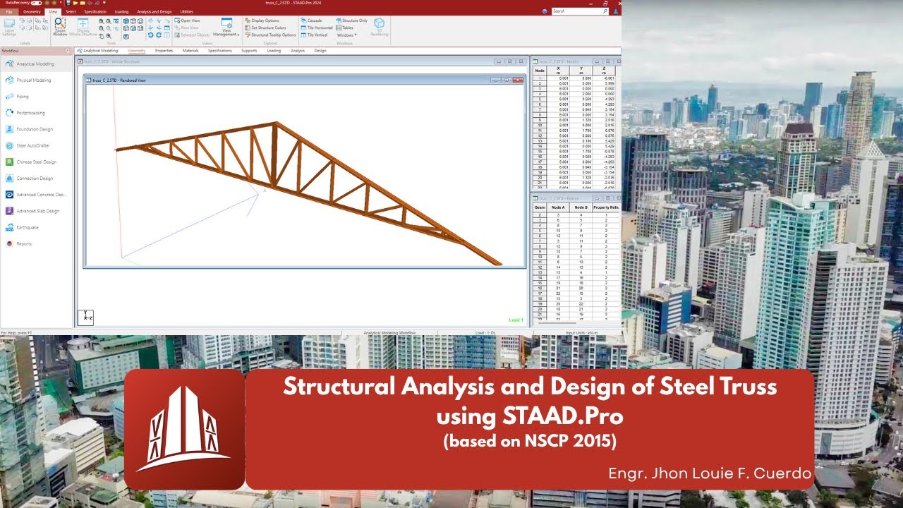 STAAD.Pro Truss Analysis in Filipino | Civil Engineering Tutorial (Step ...