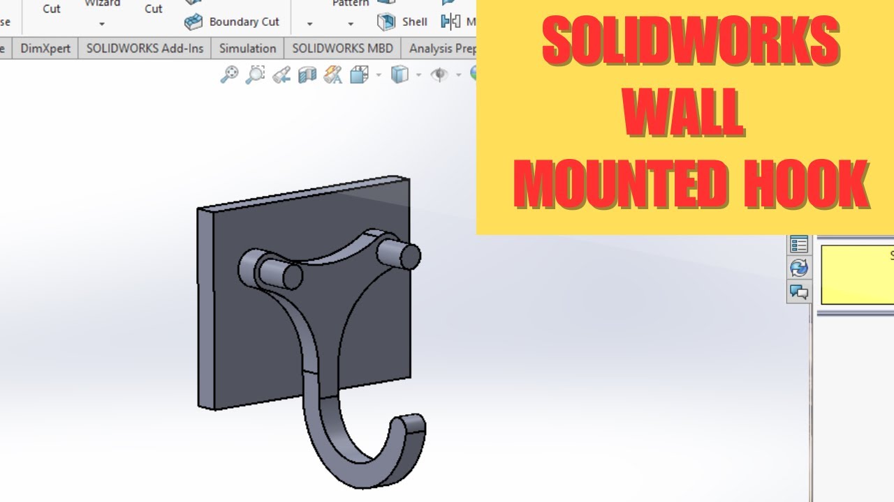 SolidWorks Tutorial | How to Model a Wall Mounted Hook - YouTube