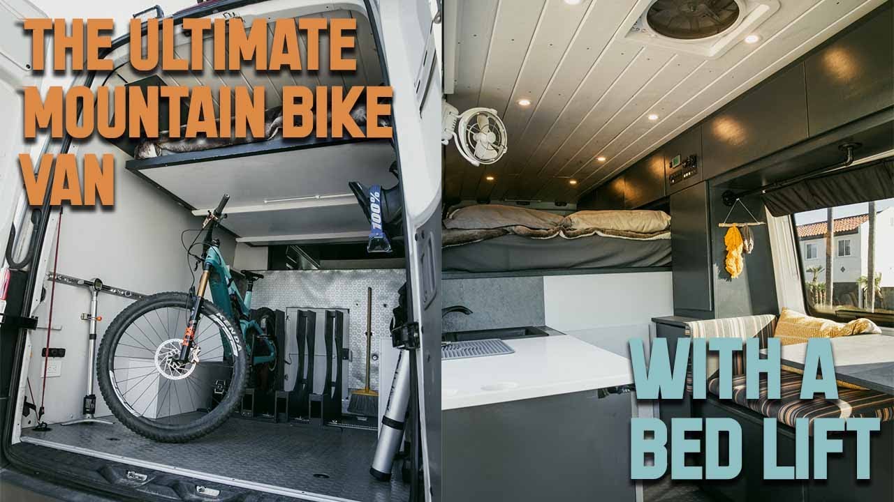 The Bed Lifts!! The Ultimate MTB Van | Van Tour - YouTube